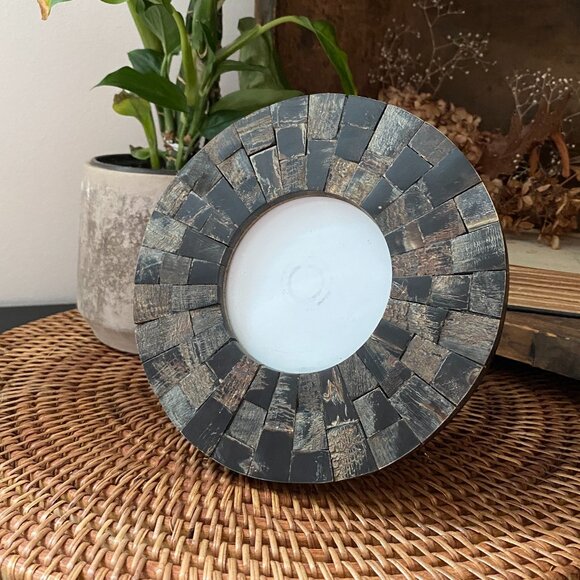 Vintage | Accents | Vintage Round Inlaid Bone Wood Mosaic Textured ...
